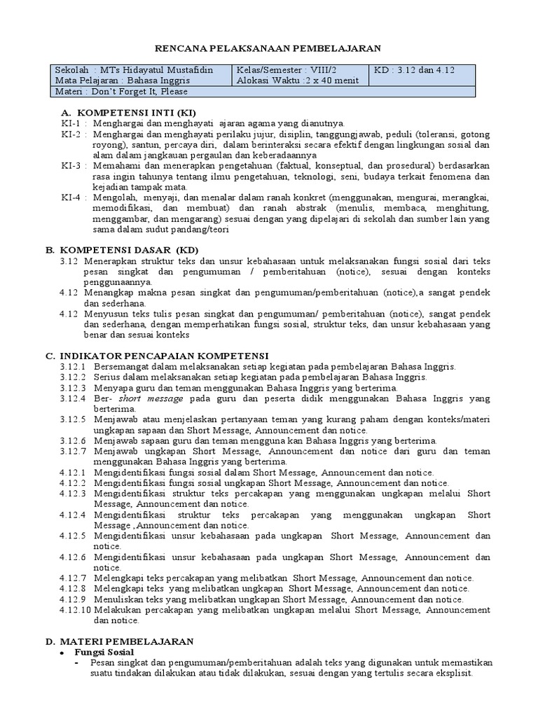 RPP 12 Dont Forget It | PDF