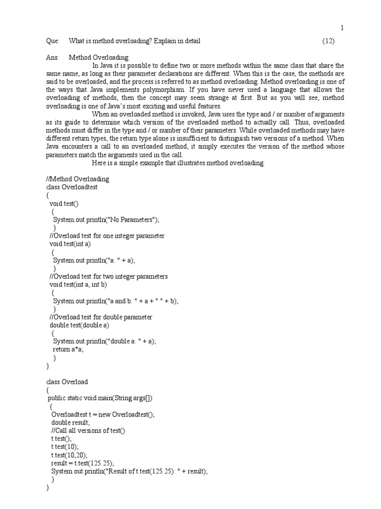Method Overloading Pdf Method Computer Programming Parameter 8789