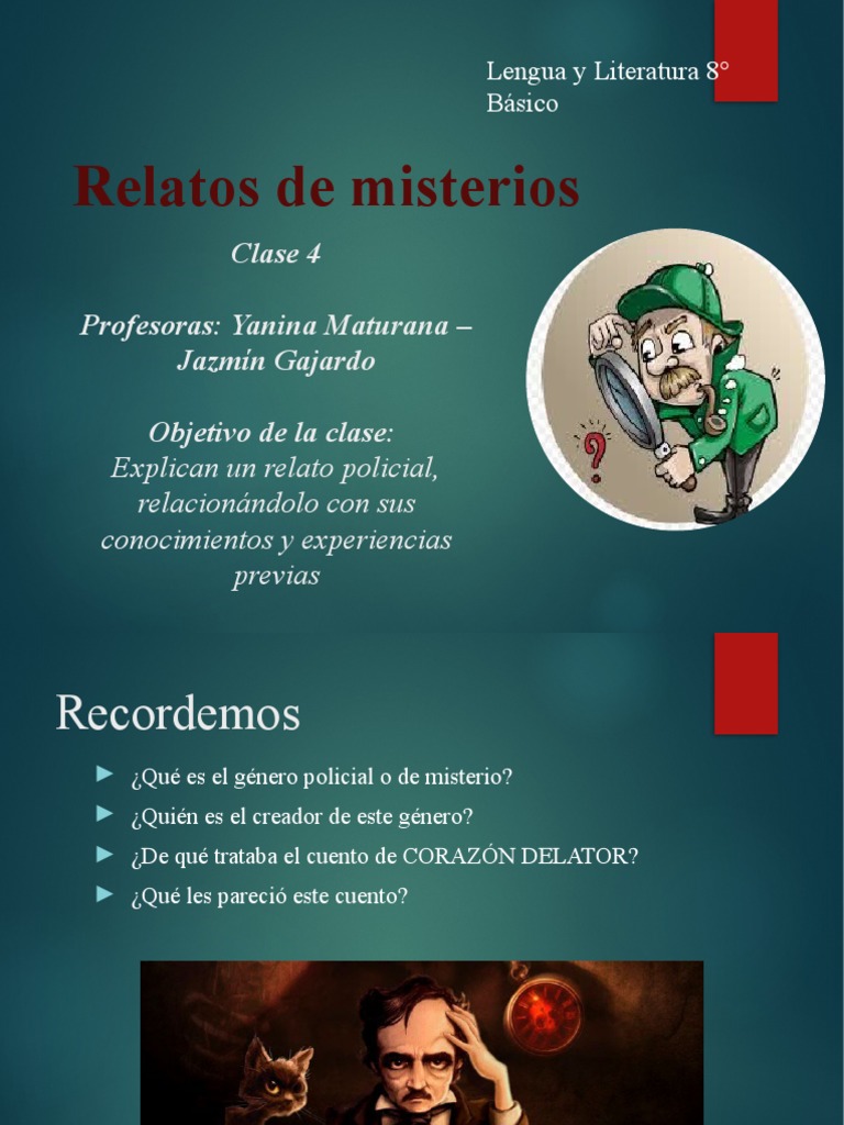8° Básico Relatos de Misterios CLASE 4 | PDF | Crimen ficcion ...