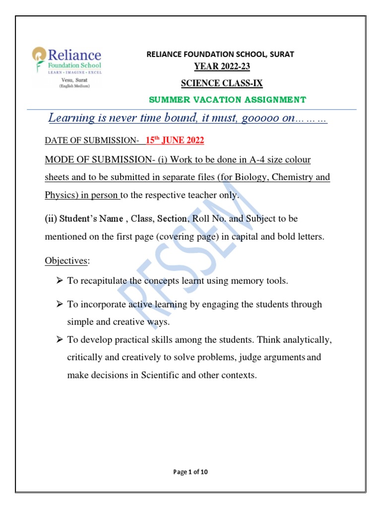 Science Assignment for Class IX Students | PDF | Acceleration | Speed