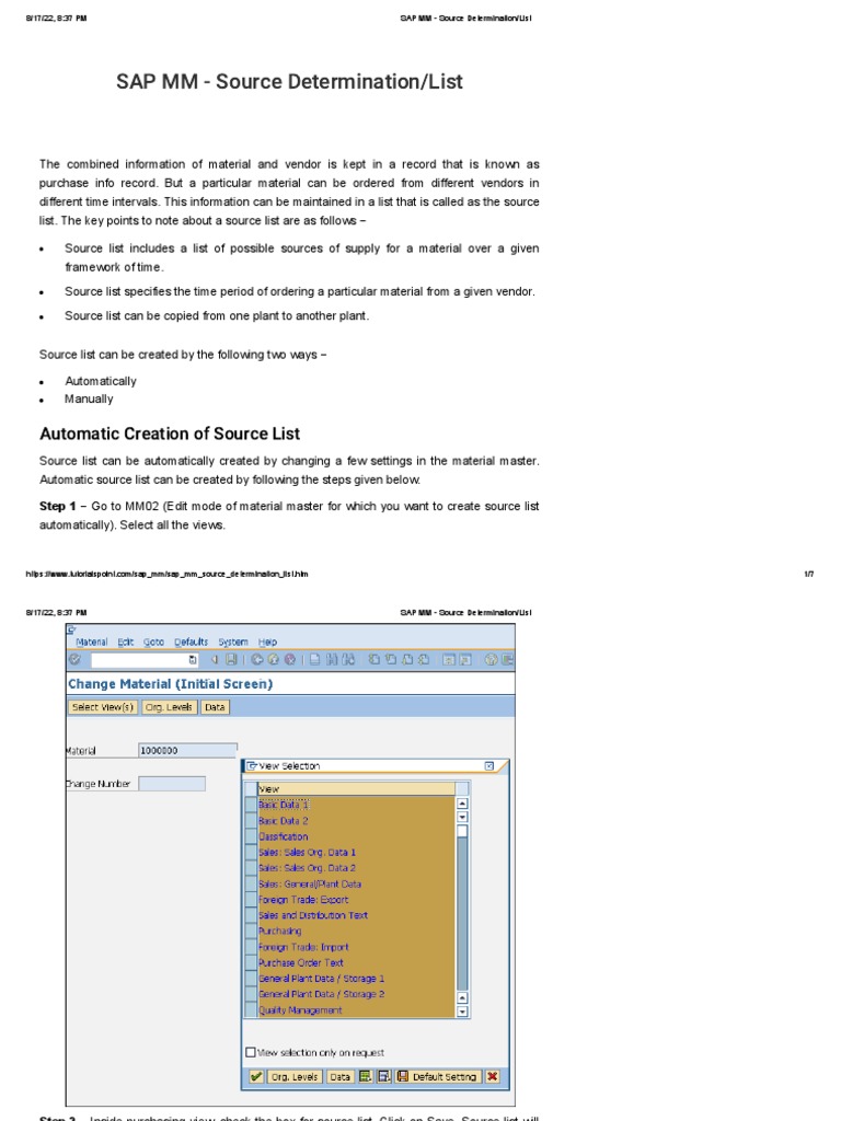 SAP MM - Source Determination/List | PDF | Computing | Software