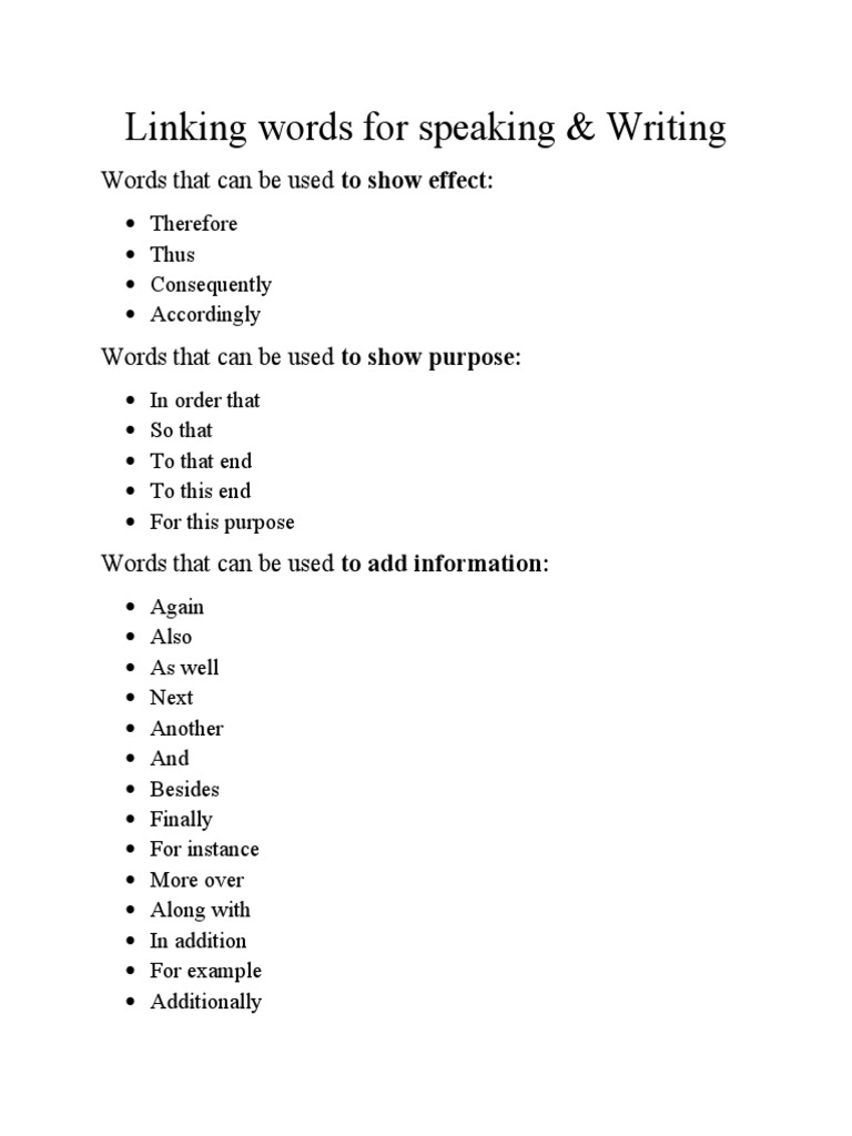 Linking Words for Effective Writing | PDF | Reason