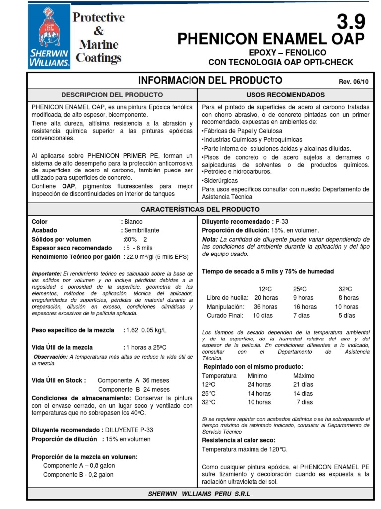 Phenicon Enamel Oap Epoxy - Fenolico Con Tecnologia Oap Opti-Check ...