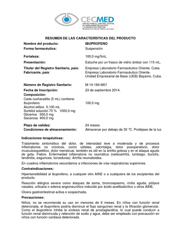 m14184m01 - Ibuprofeno Suspnsion Oral | PDF | Droga anti-inflamatoria libre de esteroides ...
