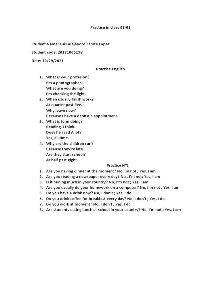 Practice in Class 03-03 | PDF