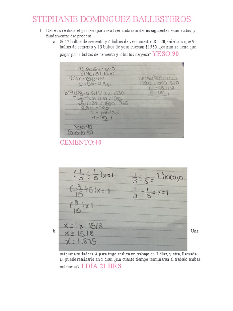 Actividad 3 Stephanie Dominguez Ballesteros | PDF | Ecuaciones