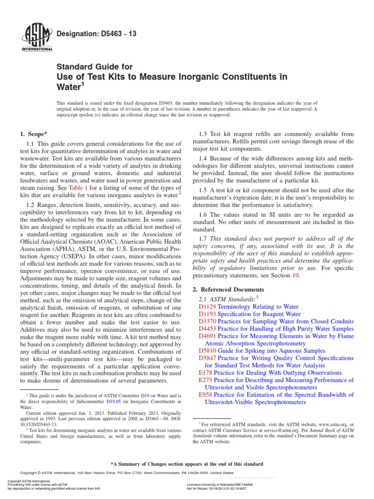 Astm D5463 - 13 | PDF | Parts Per Notation | Titration