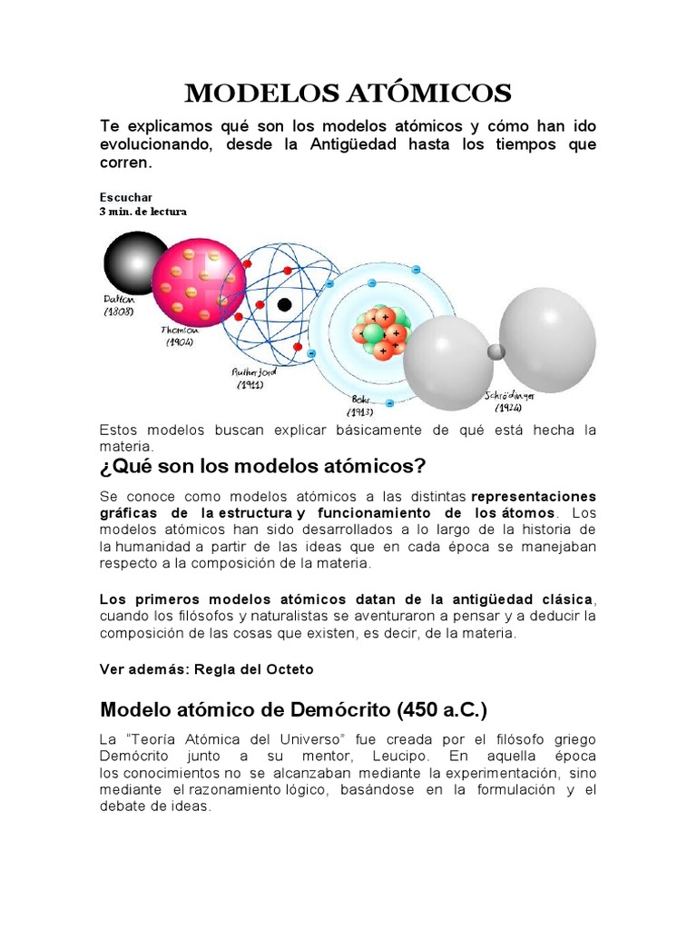 Evolución de los Modelos Atómicos | PDF | Átomos | Núcleo atómico