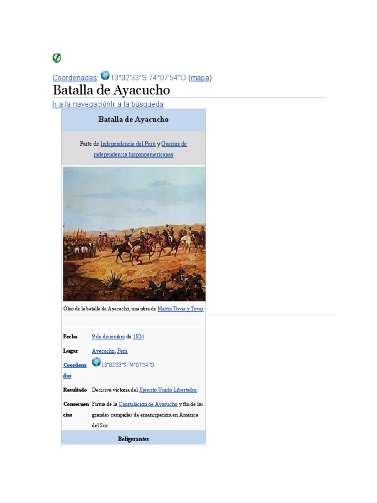 Batalla de Ayacucho | PDF | Militar
