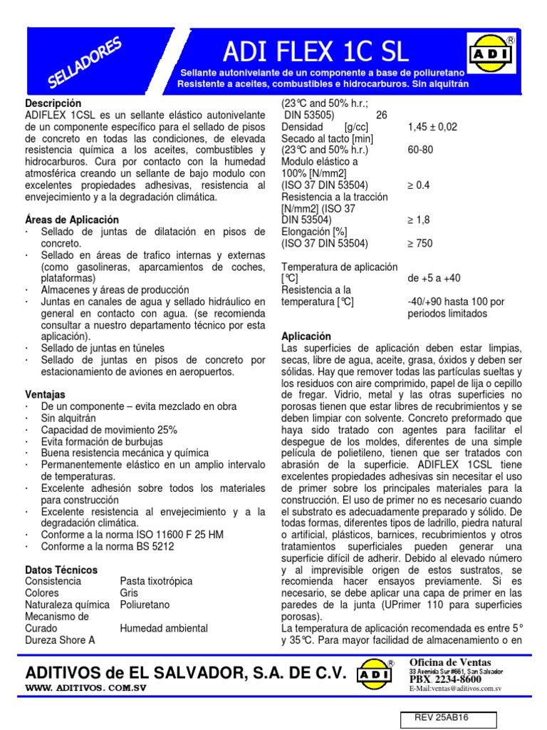 Adi Flex 1CSL 25ab16 | PDF | Hormigón | Materiales