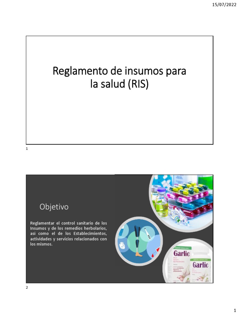 Reglamento de Insumos para La Salud (RIS | PDF | Medicamentos con receta | Farmacología