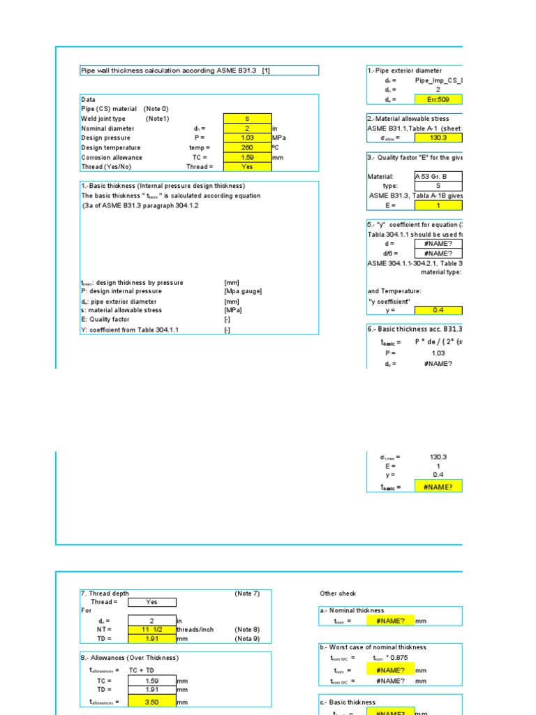 Pipes. Wall Thickness Calculation According ASME B31.3 | Download Free PDF | Pipe (Fluid ...