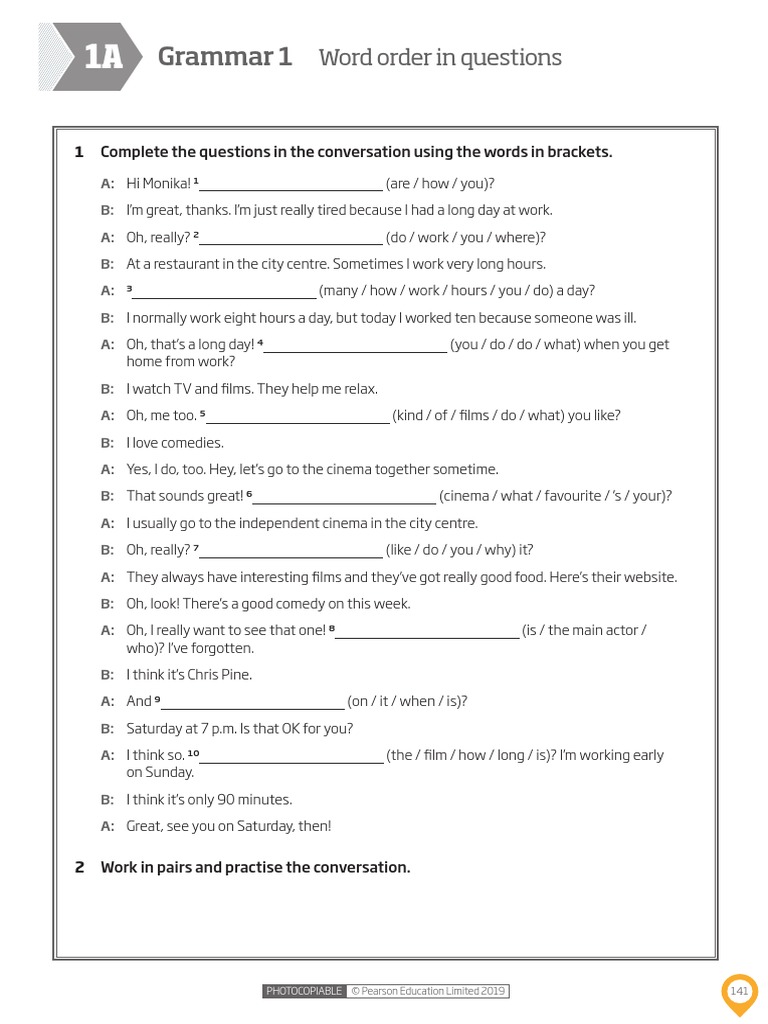 Grammar 1: Word Order in Questions | PDF