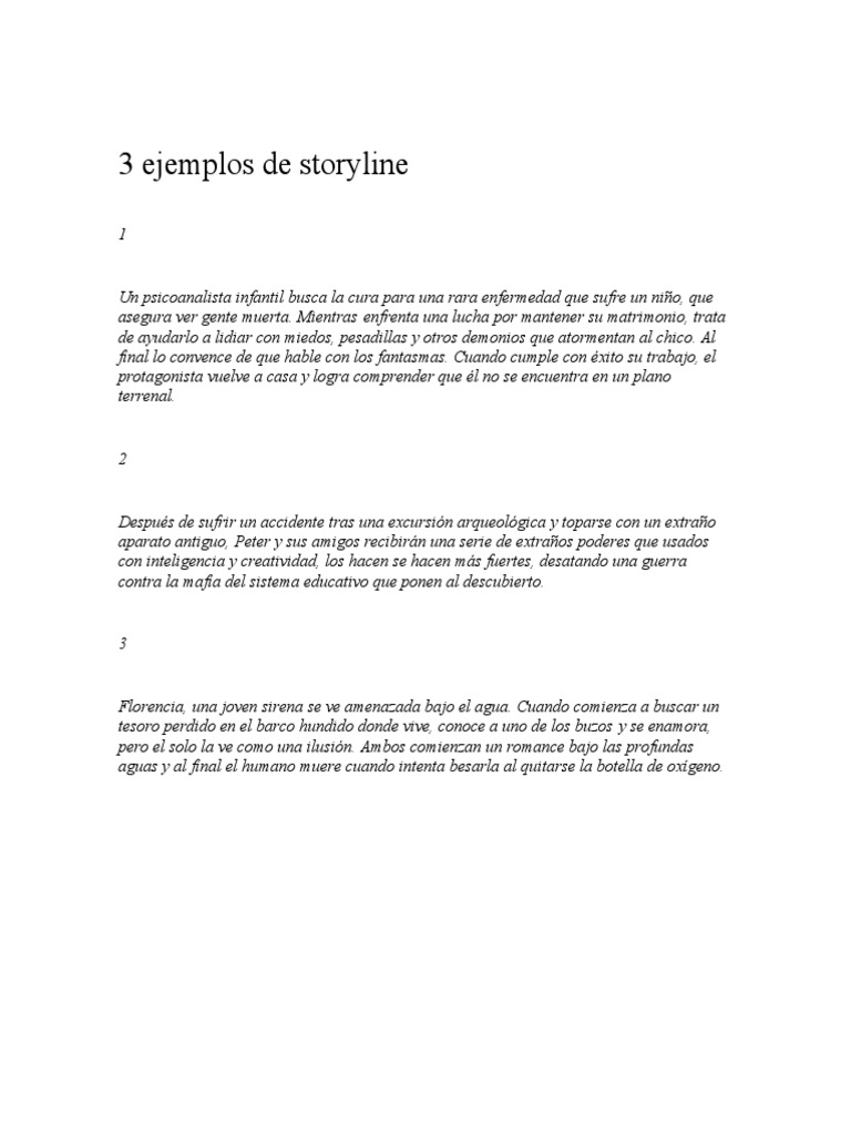 3 Ejemplos de Storyline | PDF