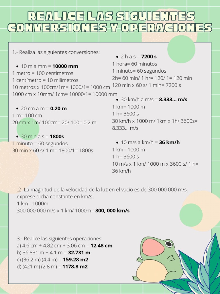 Conversiones y Operaciones de Medidas | PDF
