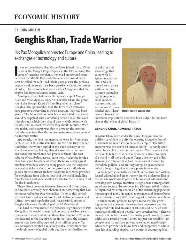 Genghis Khan's Pax Mongolica Connected Europe and China Through Trade ...