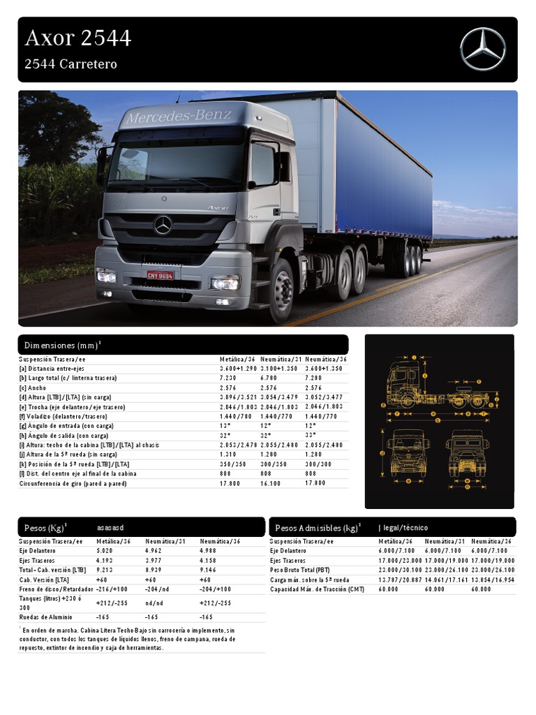 FICHA TECNICA Axor2544 | PDF | Eje | Vehículo de motor