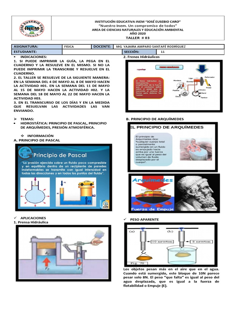 Fisica 11 Principio de Pascal y Arquimedes | PDF | Flotabilidad | Densidad
