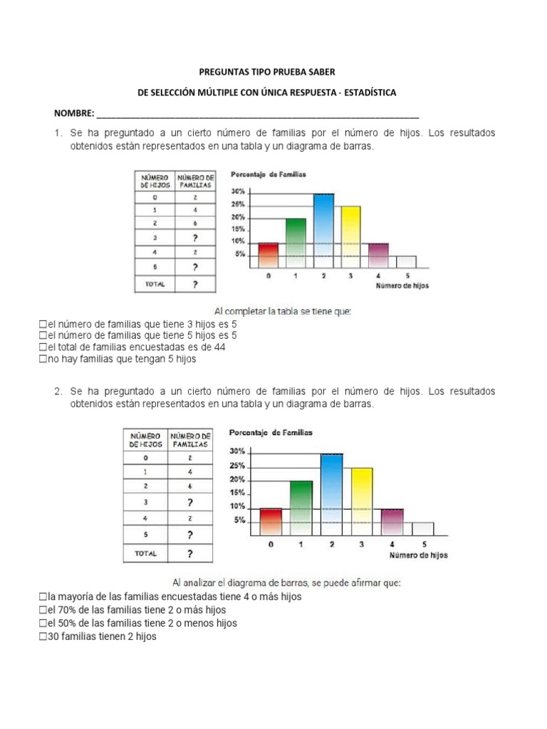 Preguntas Tipo Prueba Saber - Estadistica | PDF | México