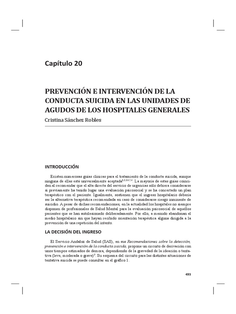 20 Prevenci N e Intervenci N de La Conducta Suicida en Las Unidades de Agudos de Los Hospitales ...