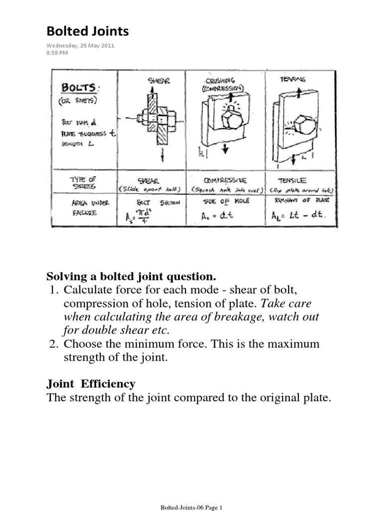 Bolted Joints: Solving A Bolted Joint Question | PDF | Stress ...