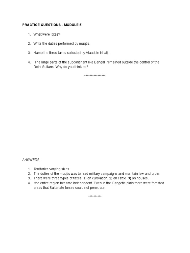 Practice Questions - Module 5 | PDF