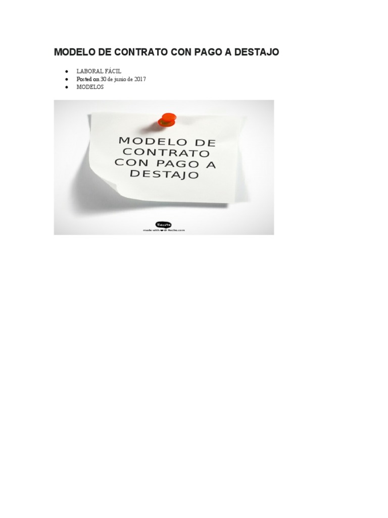Modelo de Contrato Con Pago A Destajo | PDF | Pieza de trabajo | Justicia
