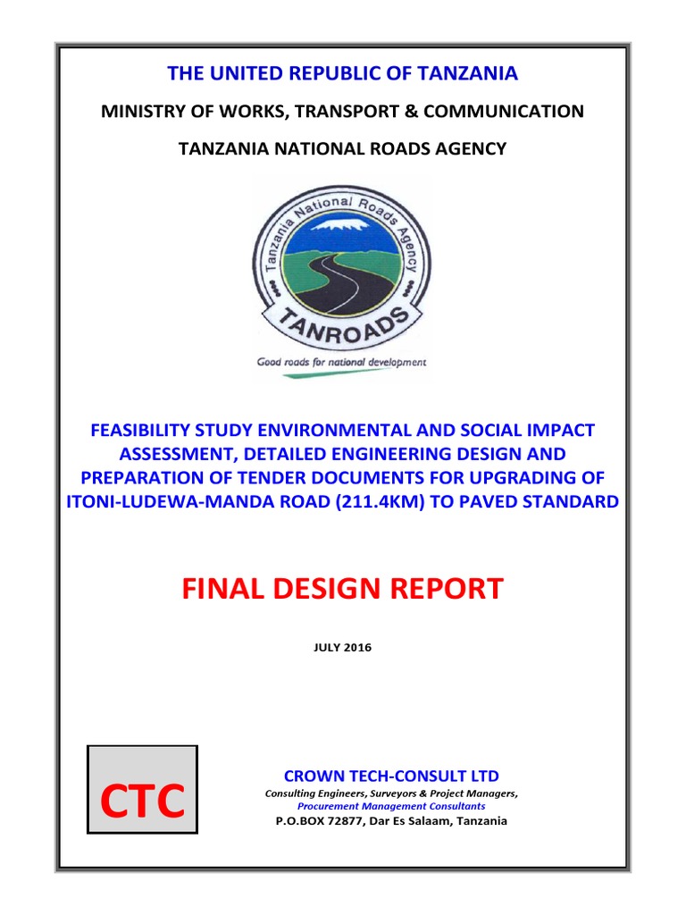 Final Design Report-TANROADS | PDF | Road | Drainage Basin