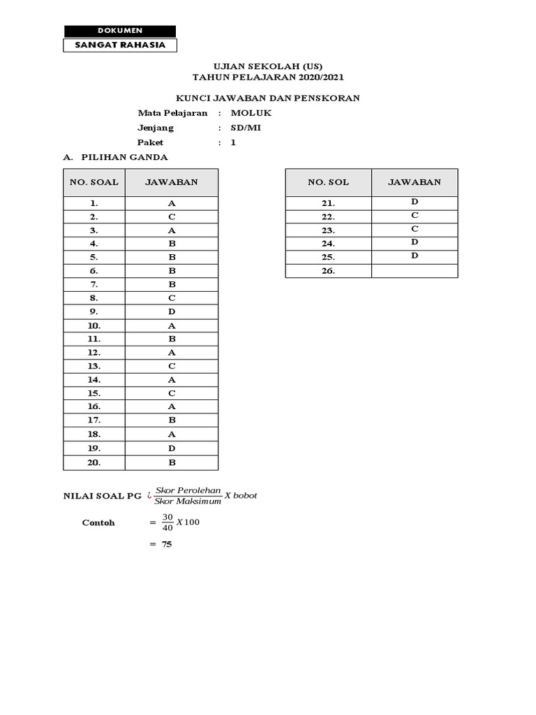 Format Kunci Jawaban | PDF