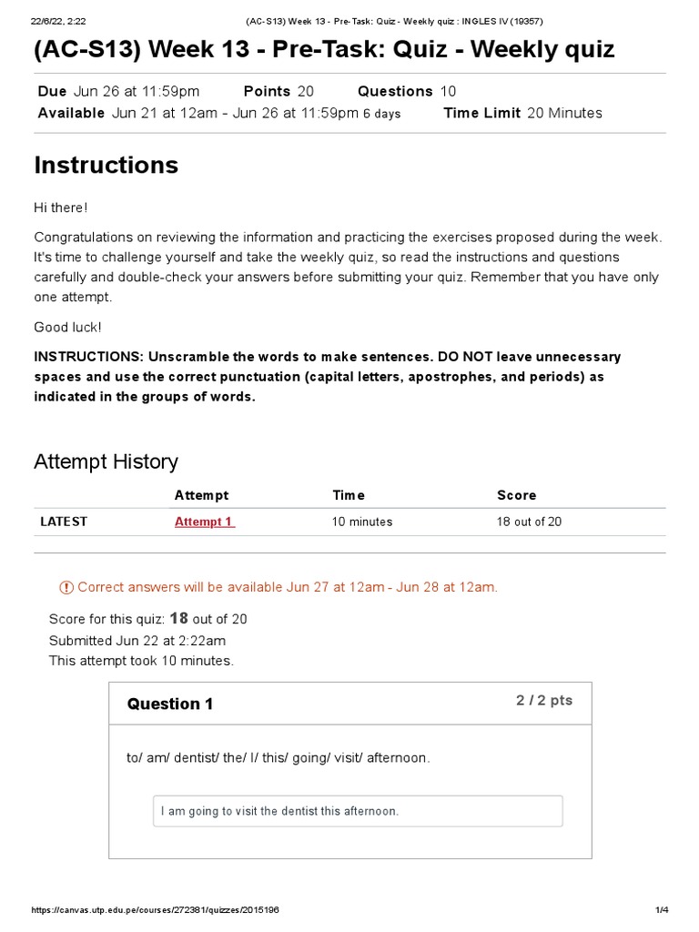 Week 13 Vocabulary Quiz Instructions | PDF | Linguistics