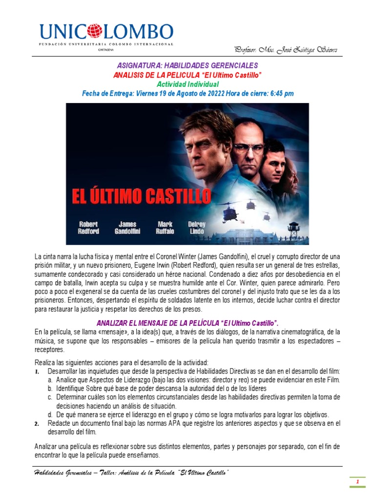 H.G. - Analisis de Pelicula El Ultimo Castillo | PDF