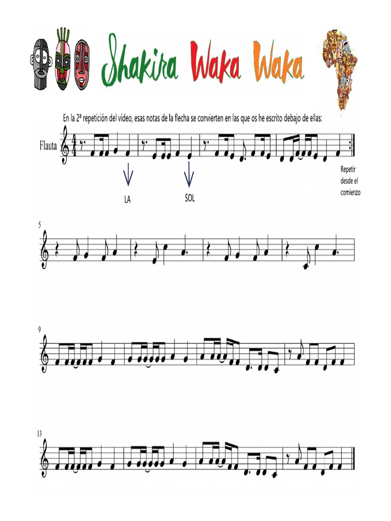 Waka Waka Con Anotaciones Escritas | PDF