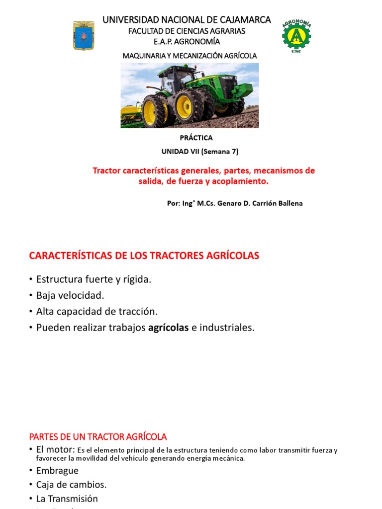 Semana 7, Práctica, El Tractor Características Generales, Partes ...