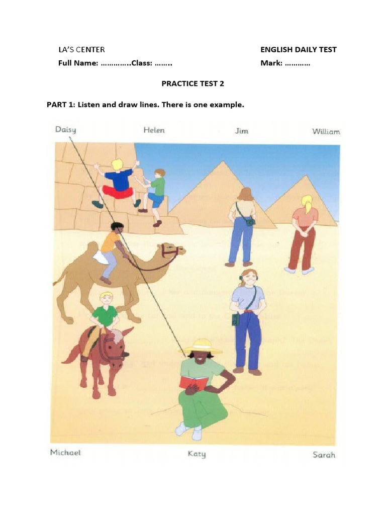 Flyers 1 - TEST 2 - Listening - Part 1,2 | PDF