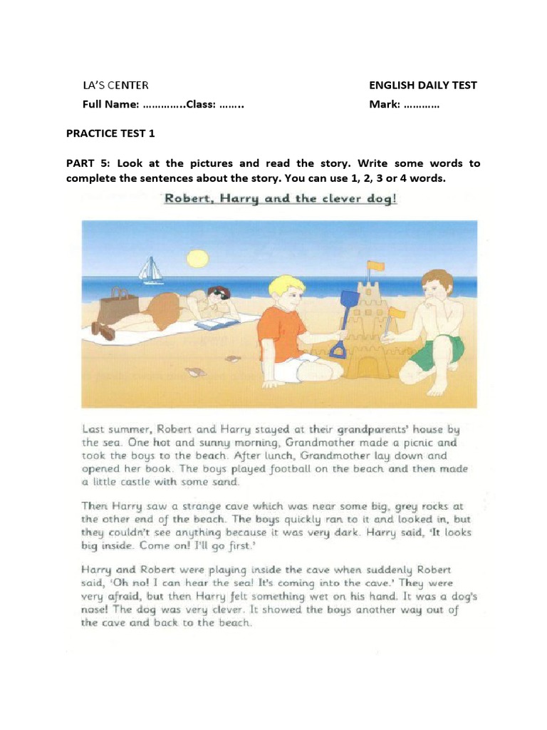 Flyers Test 1 Reading Practice | PDF