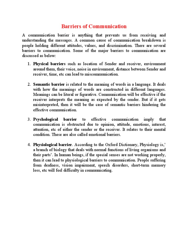 Barriers of Communication | PDF