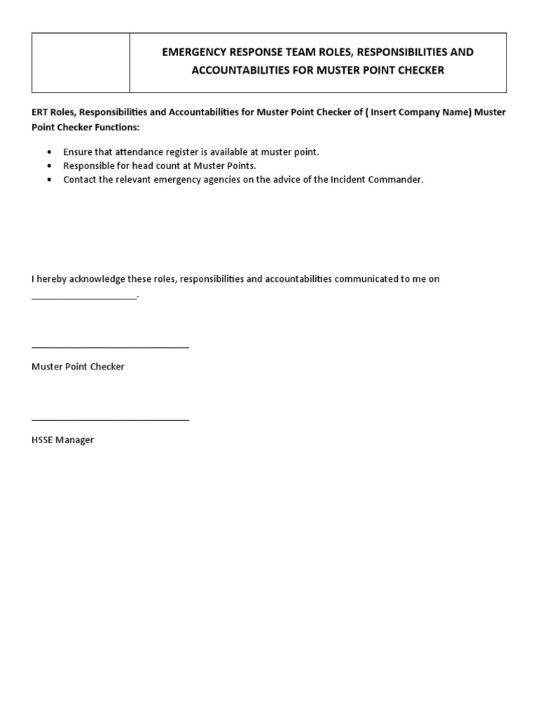 ERT Roles Muster Checker | PDF