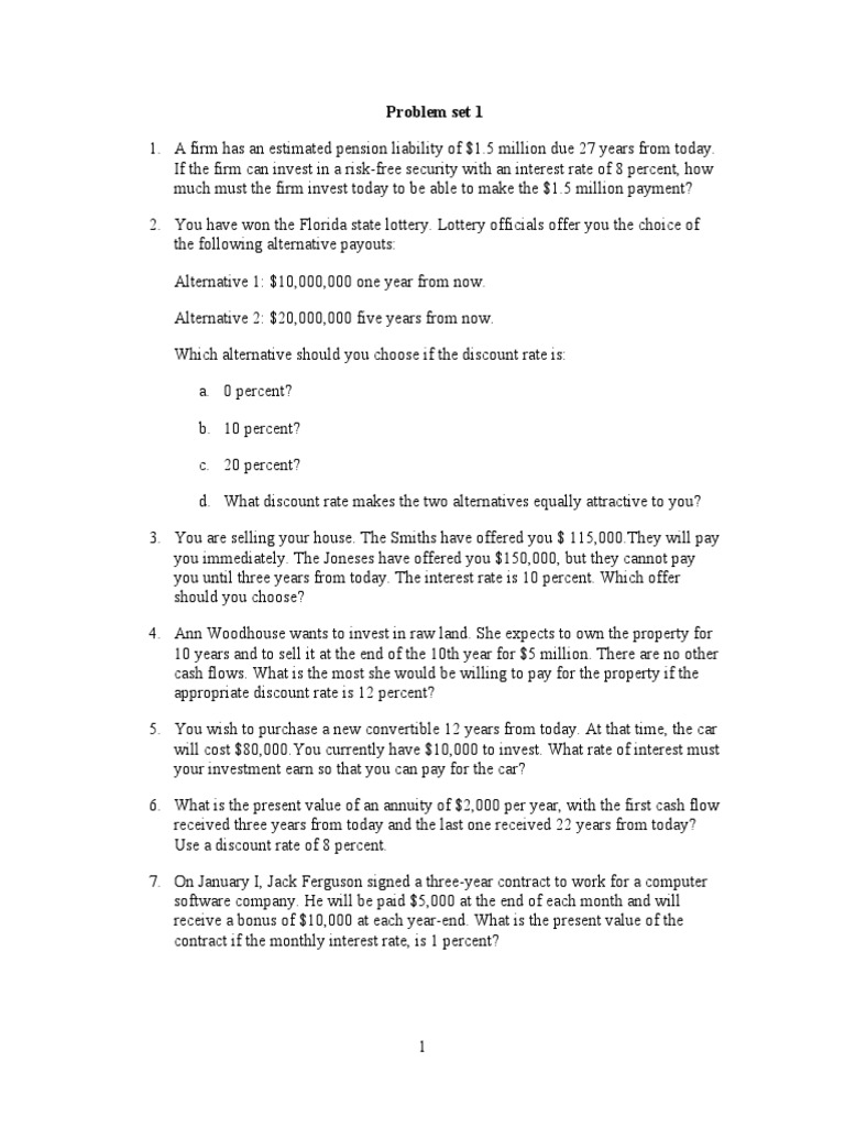 TVM Problem Set | Download Free PDF | Present Value | Loans