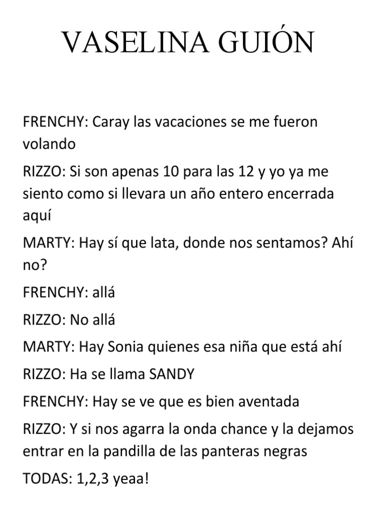 Vaselina Guión | PDF