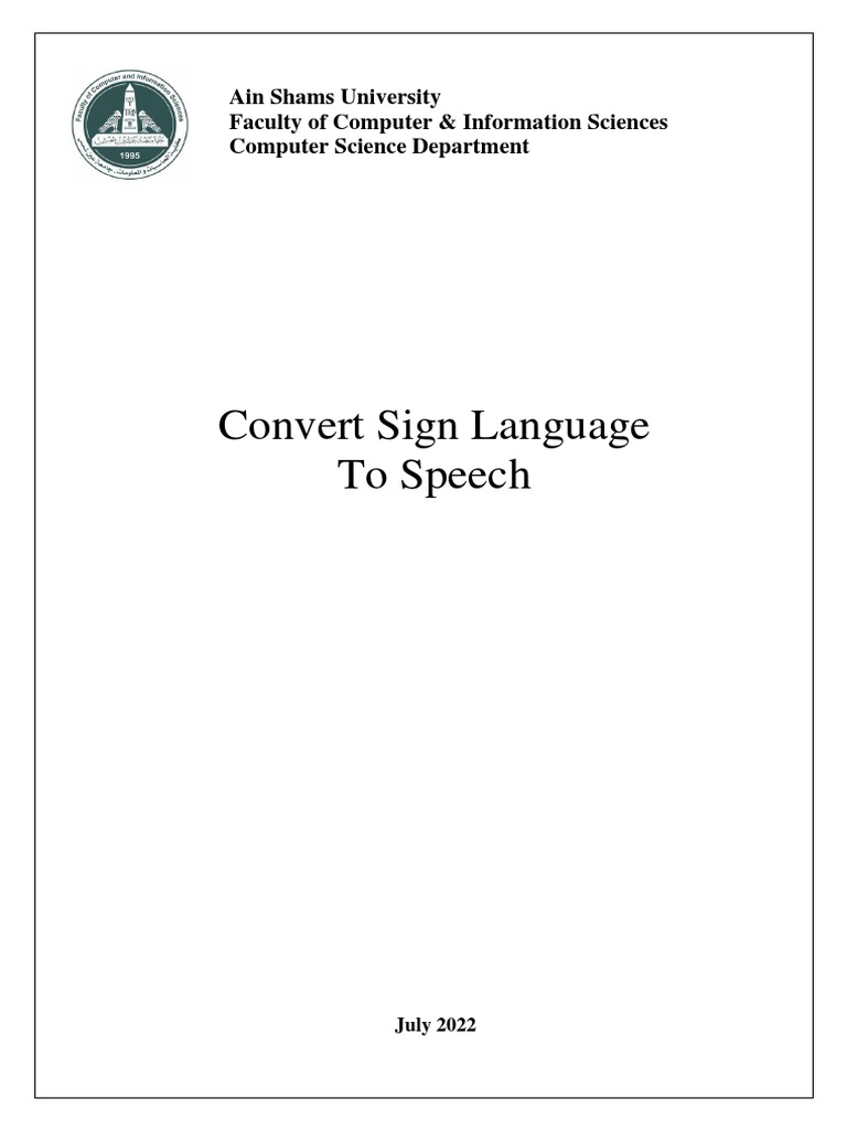 Convert Sign Language To Speech | PDF | Computing | Computer Science