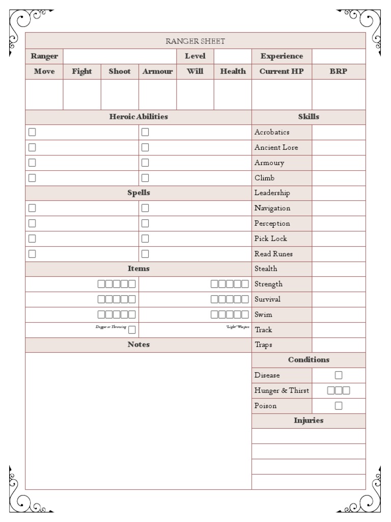 Rangers of Shadow Deep - (Unofficial) - Ranger & Companions Sheets ...