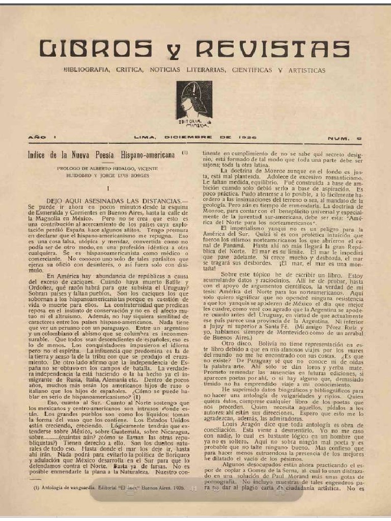 Tres Prólogos Índice de La Nueva Poesía Hispanoamericana | PDF