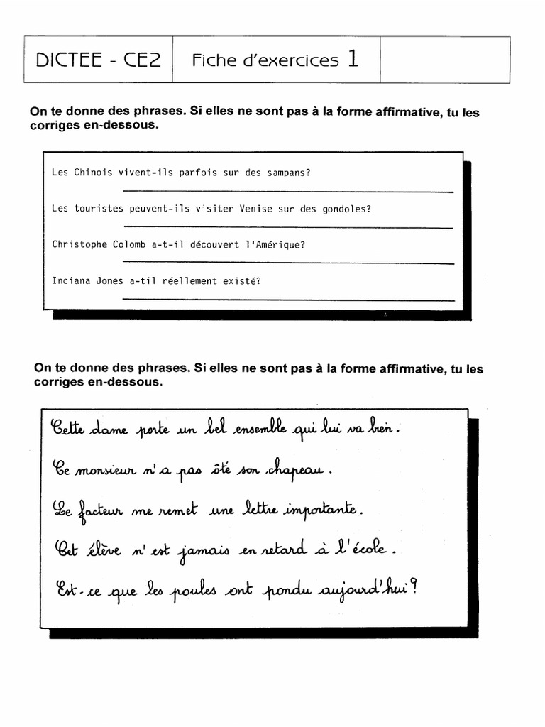 Exercices Dictée CE2 | PDF