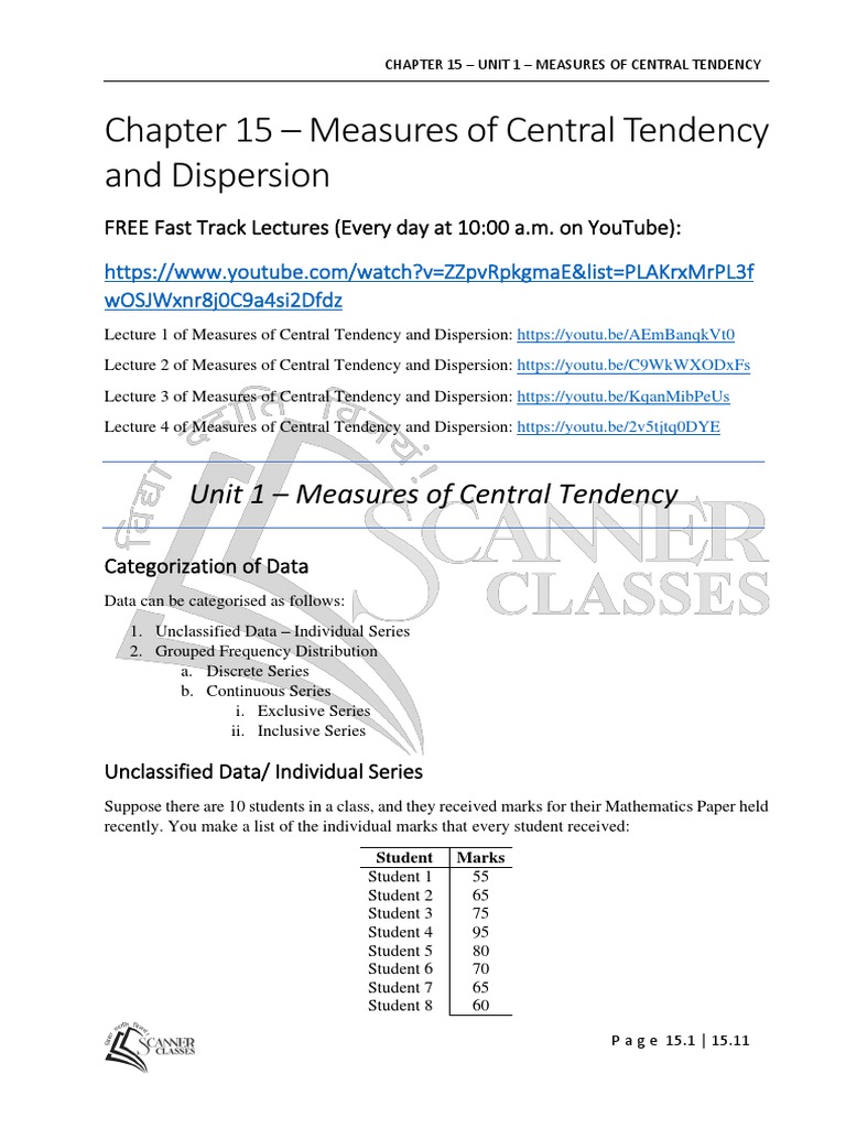 Measures of Central Tendency Explained | PDF | Standard Deviation | Mean
