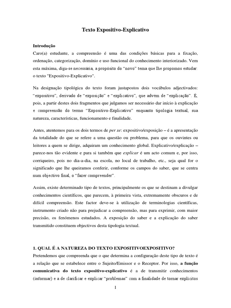 Texto Expositivo-Explicativo | PDF | Conhecimento | Intenção
