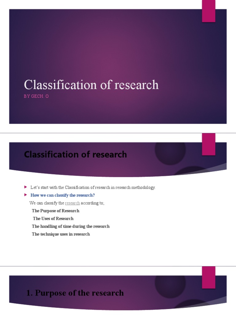 Research Classification Overview | PDF | Quantitative Research ...