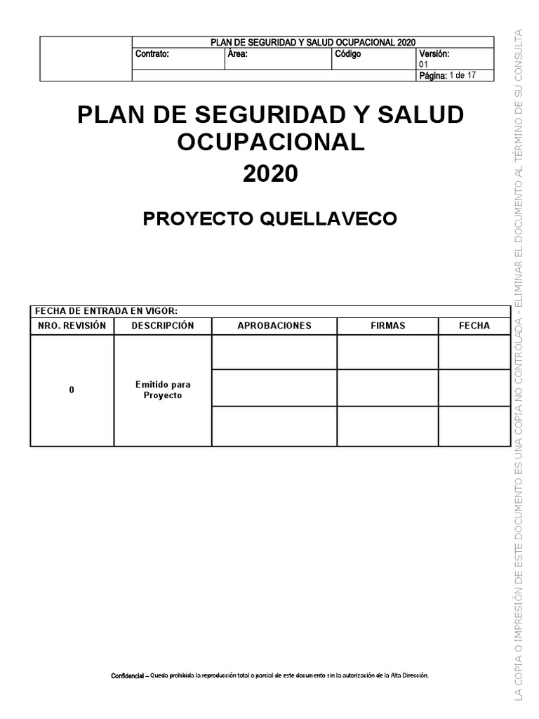 Plan de Seguridad y Salud Ocupacional 2020 | Descargar gratis PDF | Seguridad y salud ...