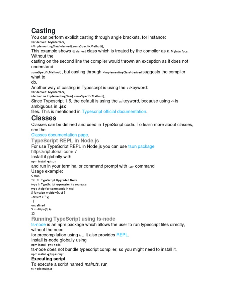 Casting: Typescript Repl in Node - Js | Download Free PDF | Class ... Casting: Typescript Repl in Node - Js | Download Free PDF | Class ...
