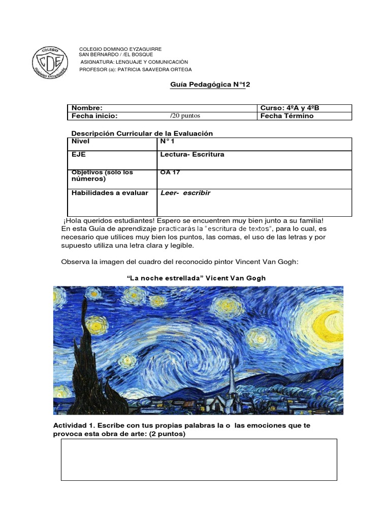 Análisis de "La noche estrellada" | PDF | Vincent Van Gogh
