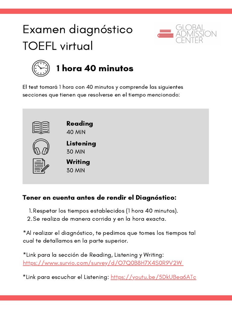 Examen Diagnóstico TOEFL Virtual | PDF